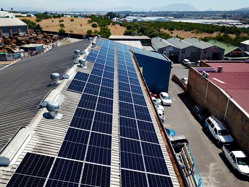 Solar panels on roof